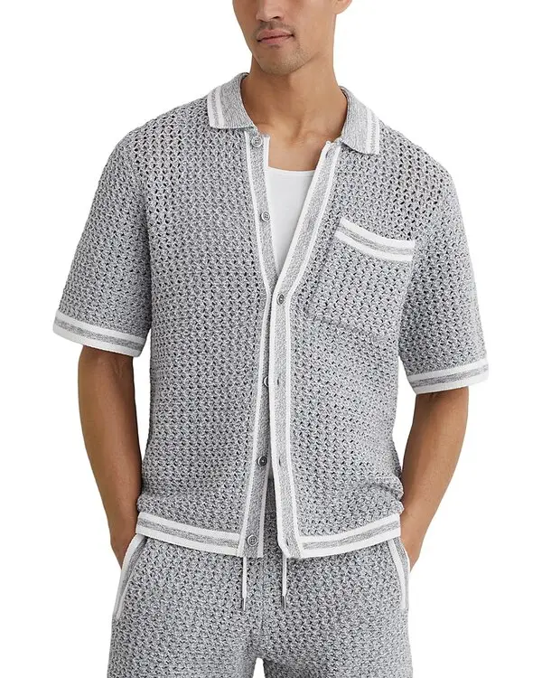 REISS Meadows Regular Fit Contrast Tipping Pocket Shirt - Soft Blue