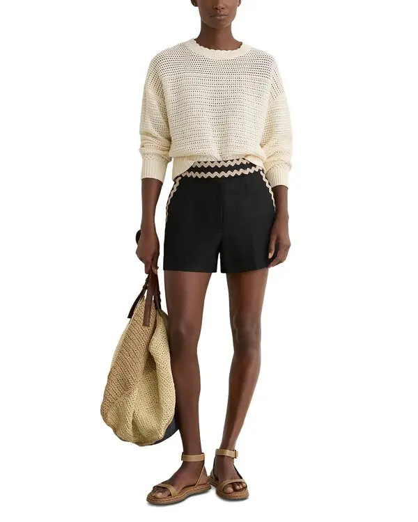 REISS Linen Wave Trim Shorts