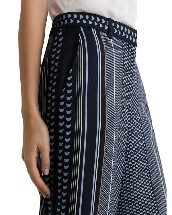 REISS Petite Anna Printed Wide Leg Trousers - Navy
