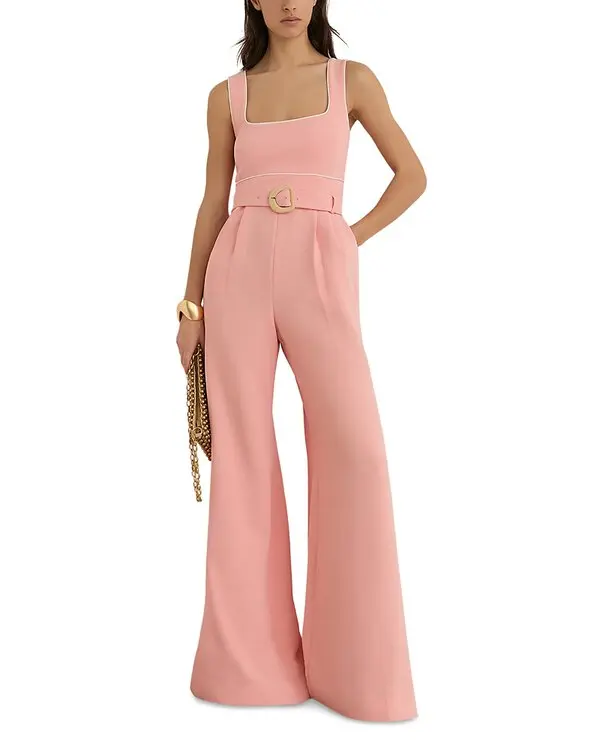 REISS Dion Belted Jumpsuit - Pink