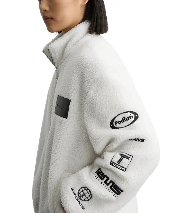 REISS X Mclaren Logo Fleece Zip-up Jacket - White