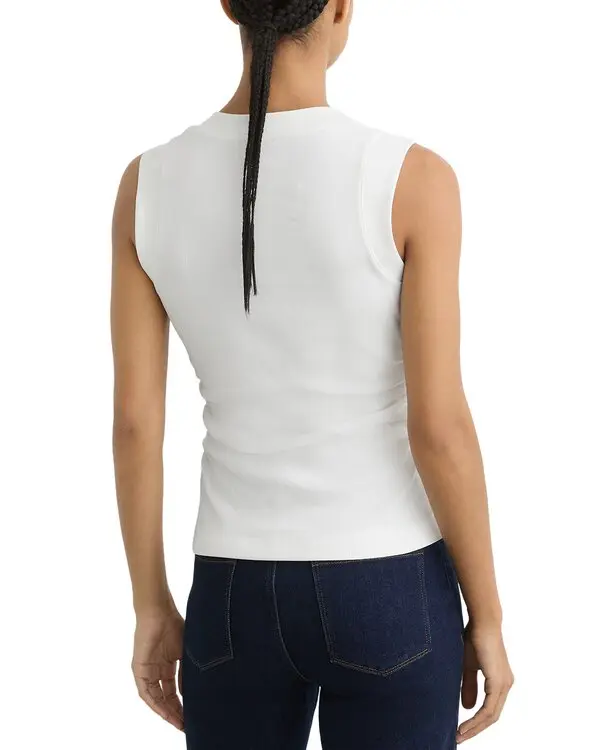REISS Ruched V-neck Ribbed Knit Top