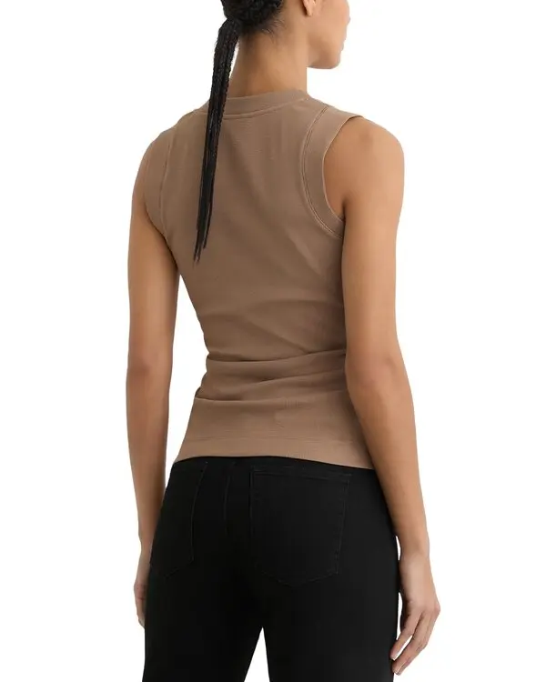 REISS Ruched V-neck Ribbed Top