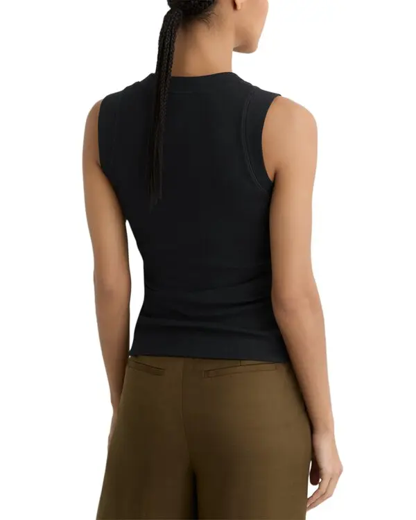 REISS Ruched Ribbed V-neck Top