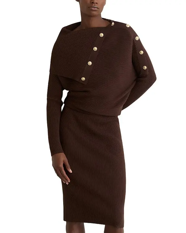 REISS Leana Draped Knit Bodycon Dress