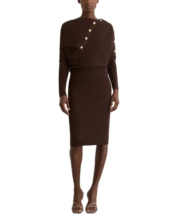 REISS Leana Draped Knit Bodycon Dress