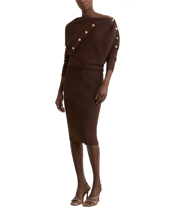REISS Leana Draped Knit Bodycon Dress