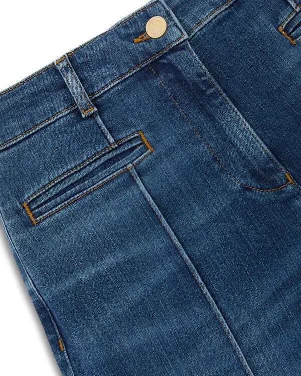 REISS Claude High Rise Pintuck Flare Jeans - Mid Blue