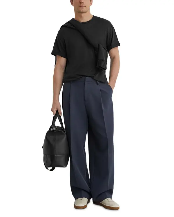 REISS Langley Relaxed Fit Linen T-shirt - Navy