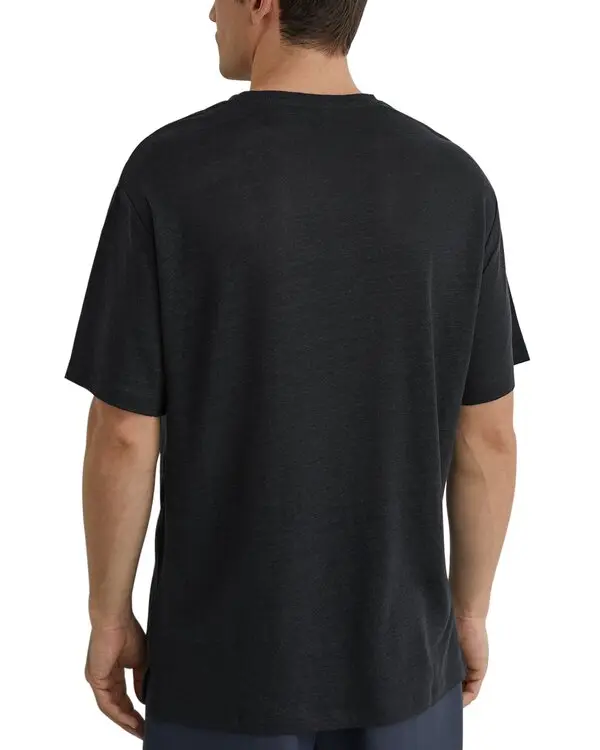 REISS Langley Relaxed Fit Linen T-shirt - Navy