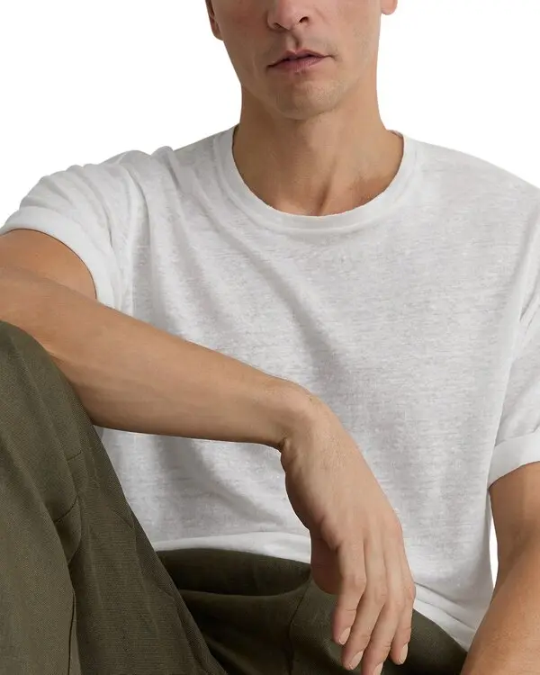 REISS Langley Relaxed Fit Linen T-shirt - White