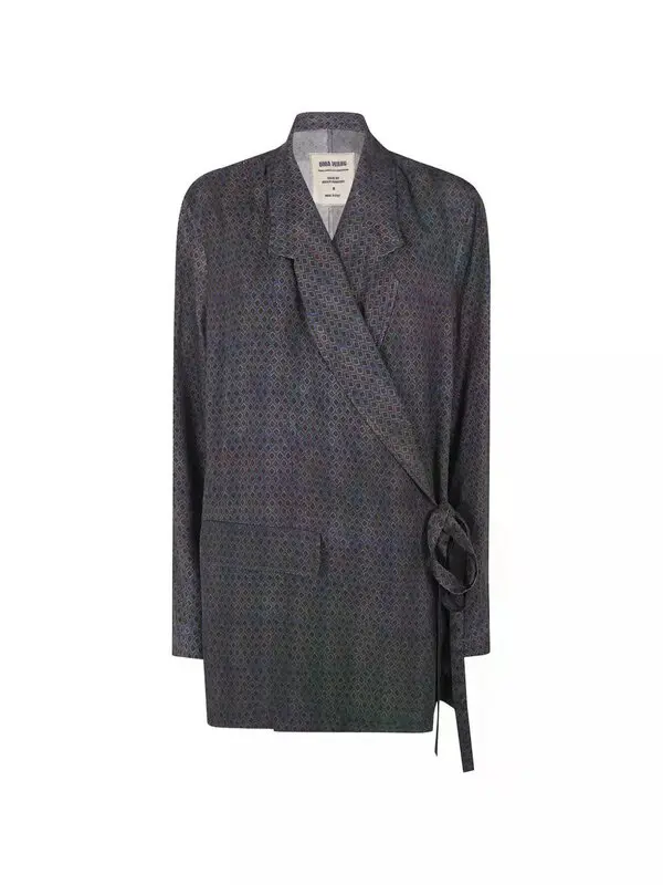 UMA WANG Geometric Pattern Tie-fastening Jacket - Blue