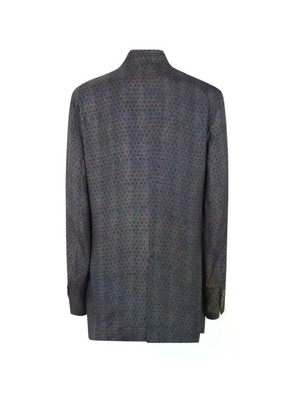 UMA WANG Geometric Pattern Tie-fastening Jacket - Blue
