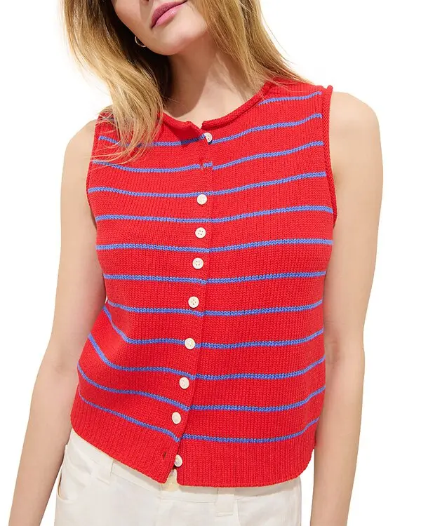 ALEX MILL Striped Sweater Vest - Scarlet/cobalt