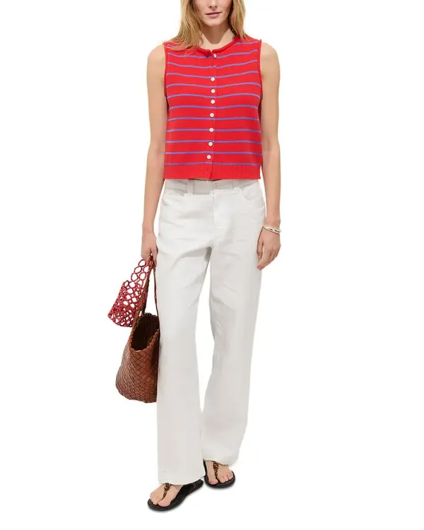 ALEX MILL Striped Sweater Vest - Scarlet/cobalt