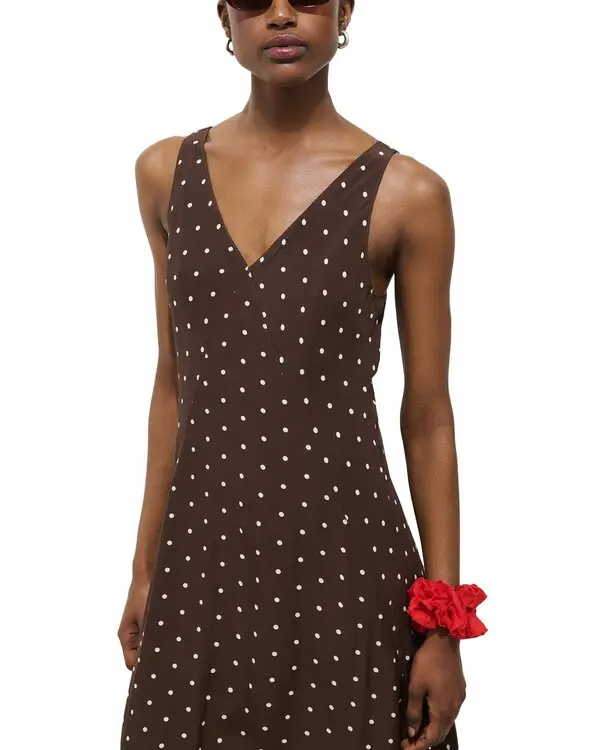 ALEX MILL Flora Dress Polka Dot Midi Dress - Espresso/white