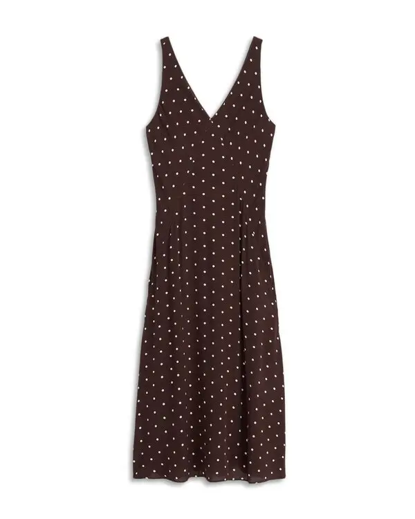 ALEX MILL Flora Dress Polka Dot Midi Dress - Espresso/white