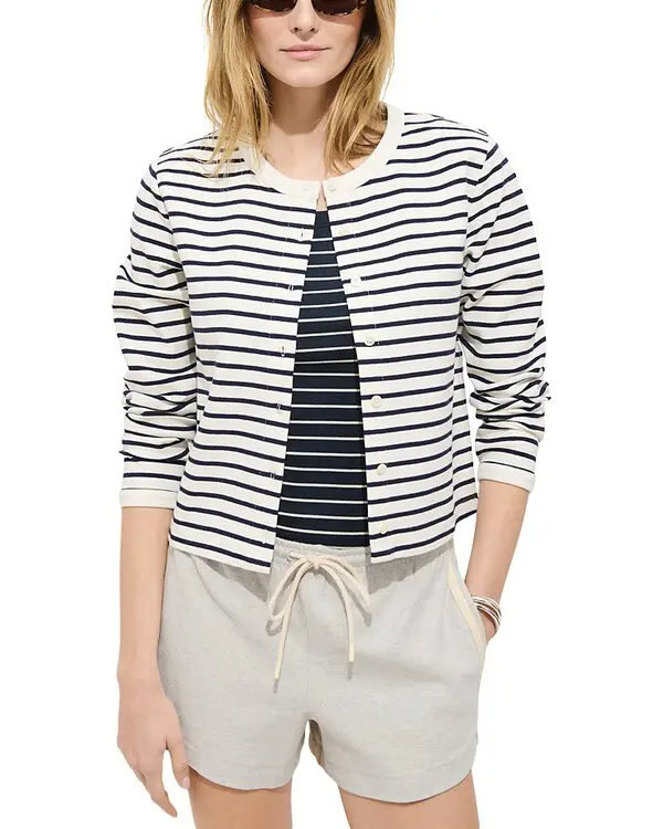 ALEX MILL Striped Cotton Blend Cardigan