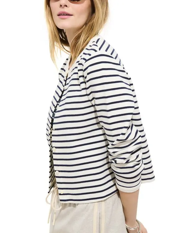 ALEX MILL Striped Cotton Blend Cardigan