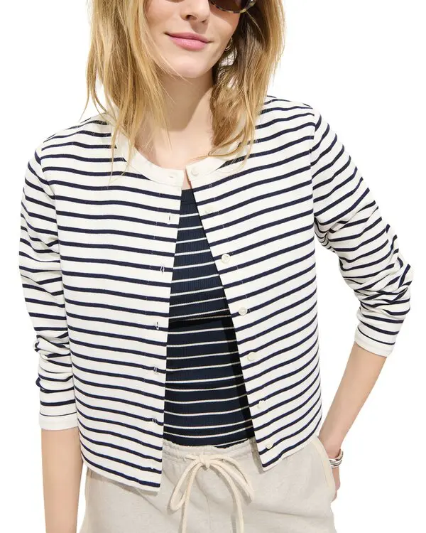 ALEX MILL Striped Cotton Blend Cardigan