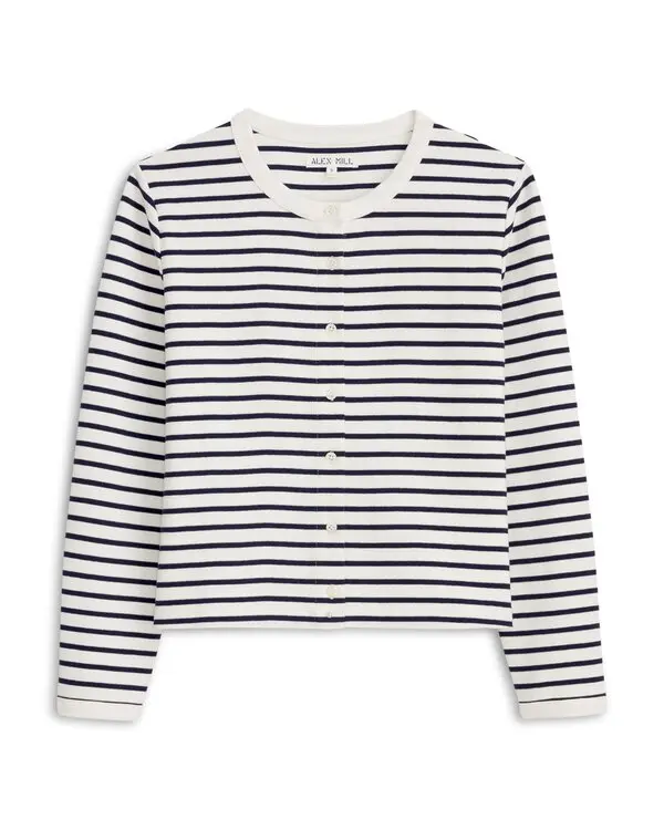 ALEX MILL Striped Cotton Blend Cardigan