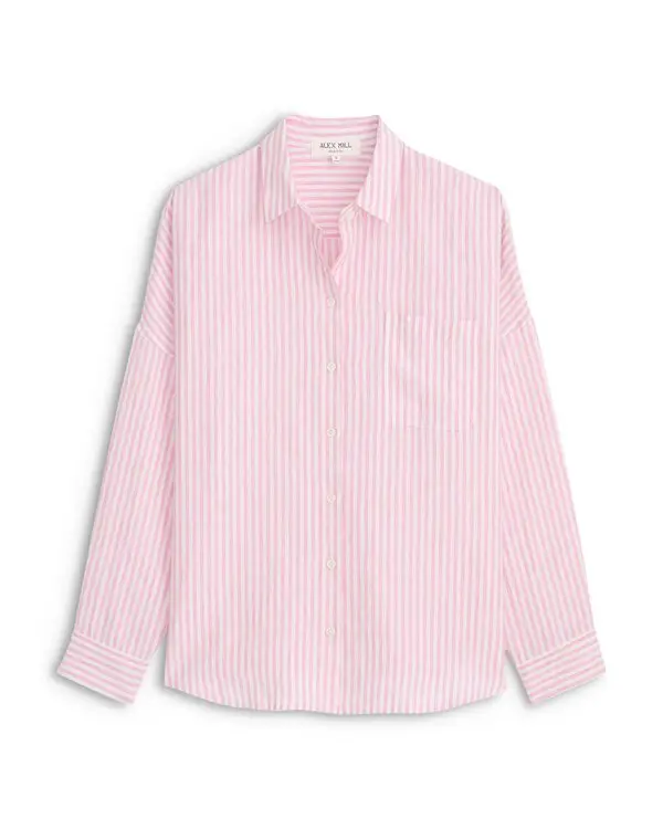 ALEX MILL Jo Linen Shirt - Pink/ivory