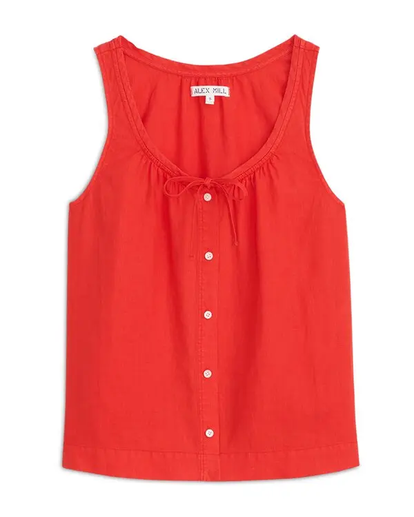 ALEX MILL Sidney Linen Tank Top - Chili