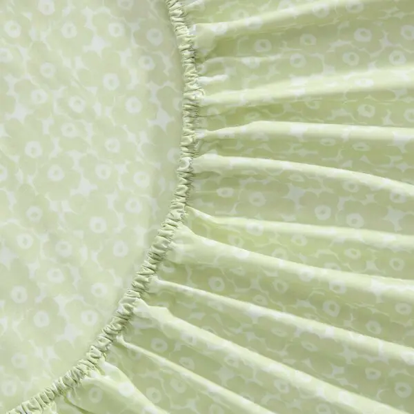 Marimekko Pikkuinen Unikko Cotton Percale 4 Piece Sheet Set, Queen - Light Green