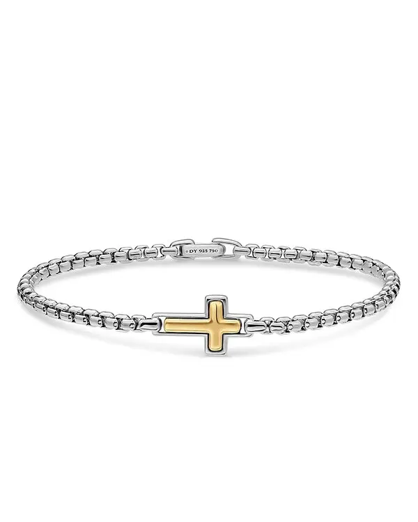 David Yurman Cross Station Bracelet In Sterling Silver With 14k Yellow Gold - Gold/silver
