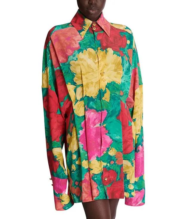 Balmain Printed Crepe Shirt Dress - Multicolor