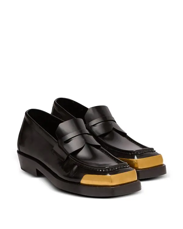 Balmain Square-toe Loafers With Metal Detail - Black