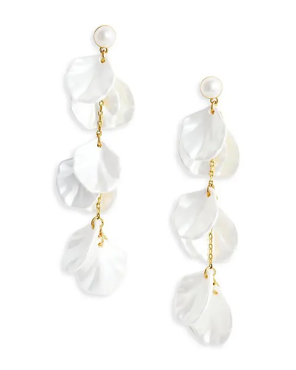 SELF-PORTRAIT Imitation Petal Tiered Earrings - Pearl