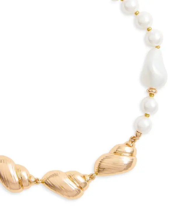 SELF-PORTRAIT Shell And Faux Pearl Necklace