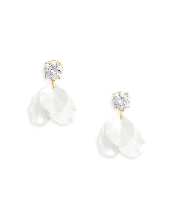 SELF-PORTRAIT Crystal Petal Drop Earrings - Pearl