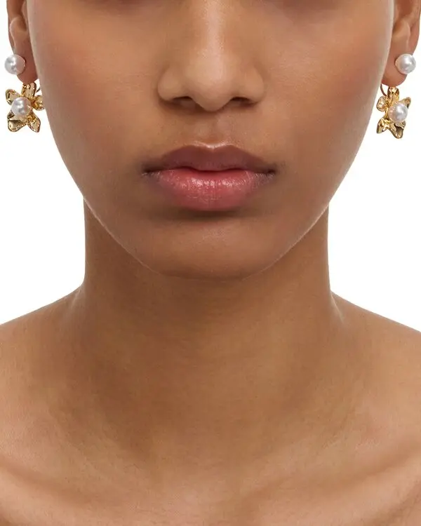 SELF-PORTRAIT Flower Imitation Pearl Jacket Earrings