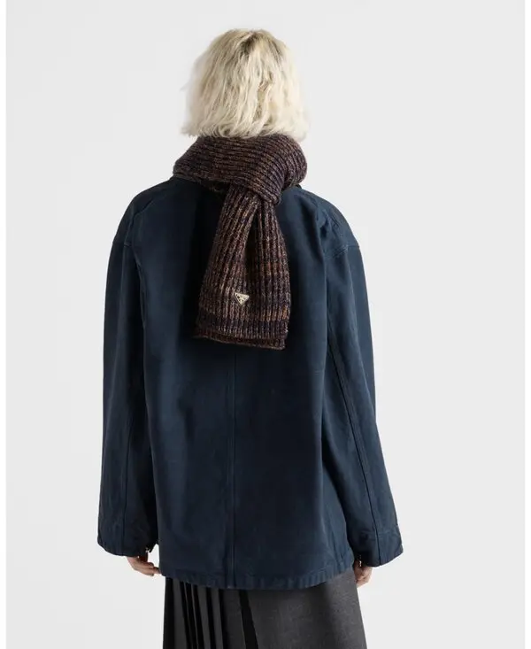 Prada Melange Wool And Cashmere Scarf - Blue