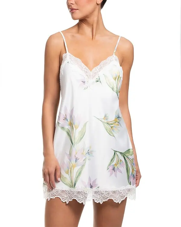 IN BLOOM BY JONQUIL Lace Trim Satin Chemise - Ivory
