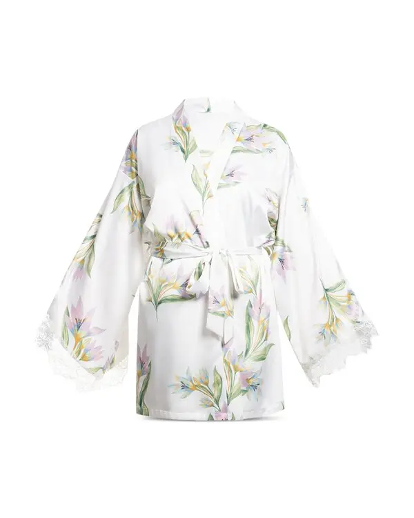 IN BLOOM BY JONQUIL Lace Cuff Wrap Robe - Ivory