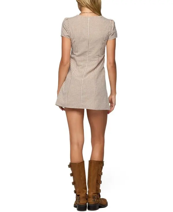 EDIKTED Arli Gingham Button-up Romper