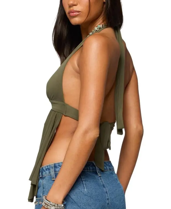 EDIKTED Halter Neck Split Front Top