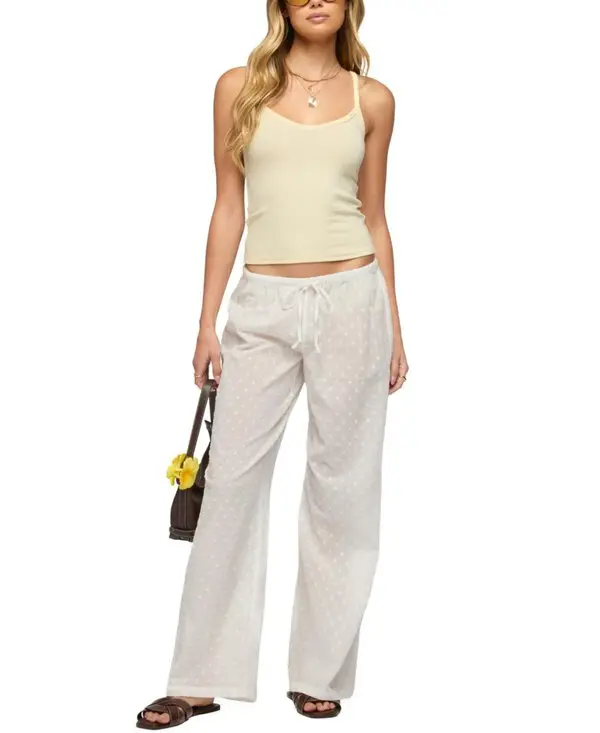 EDIKTED Embroidered Polka Dot Sheer Cotton Pants