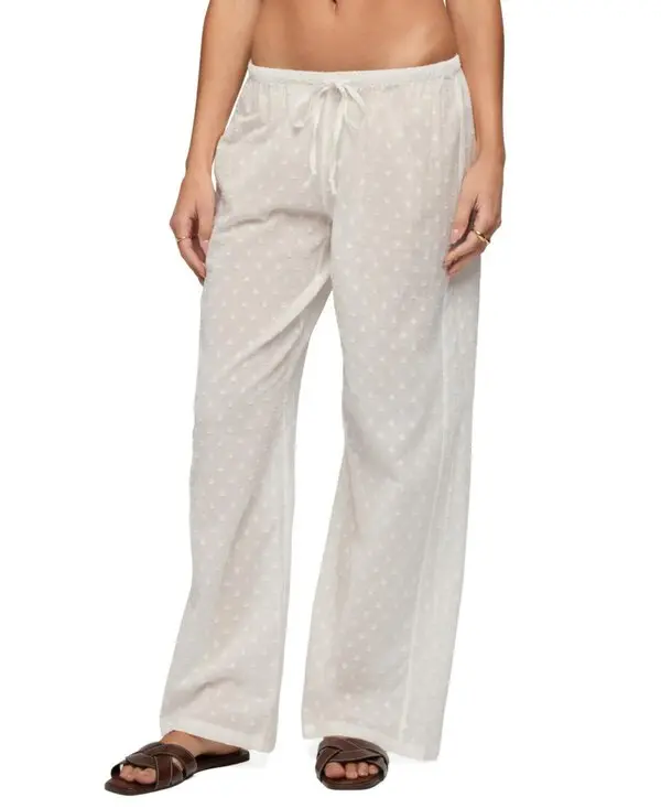 EDIKTED Embroidered Polka Dot Sheer Cotton Pants