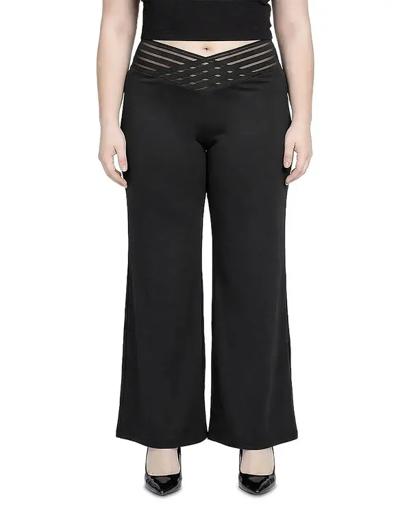 STANDARDS & PRACTICES Plus Mesh V Waistband Palazzo Pants