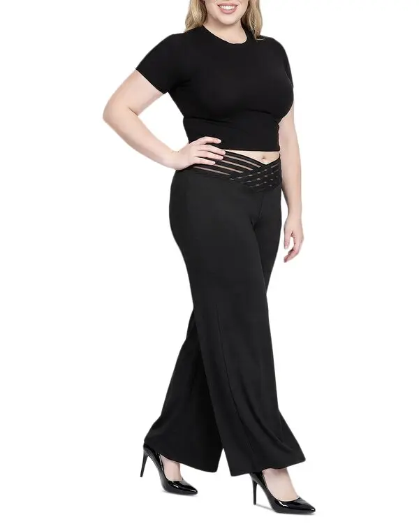 STANDARDS & PRACTICES Plus Mesh V Waistband Palazzo Pants