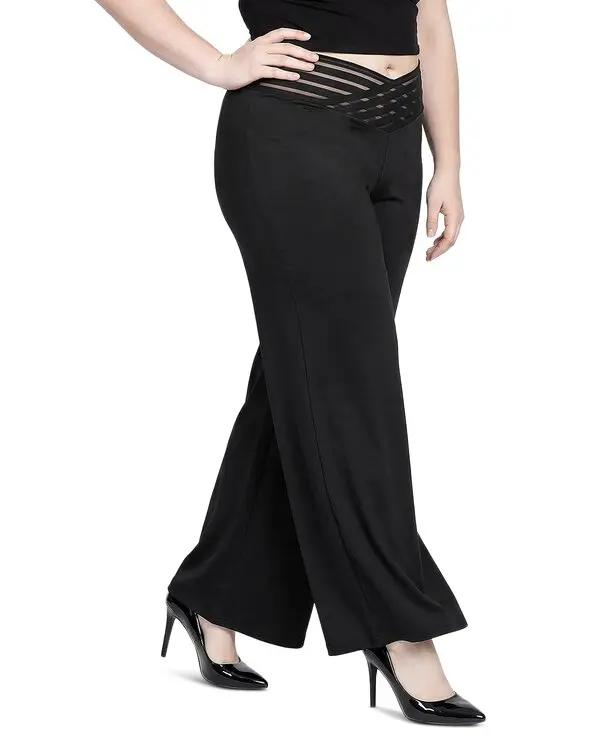 STANDARDS & PRACTICES Plus Mesh V Waistband Palazzo Pants