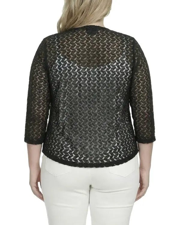 STANDARDS & PRACTICES 3/4 Sleeve Lace Cardigan - Black