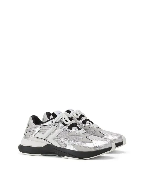 LANVIN Jla Runner Sneakers In Crinkled Metallic Leather - Silver Metallic