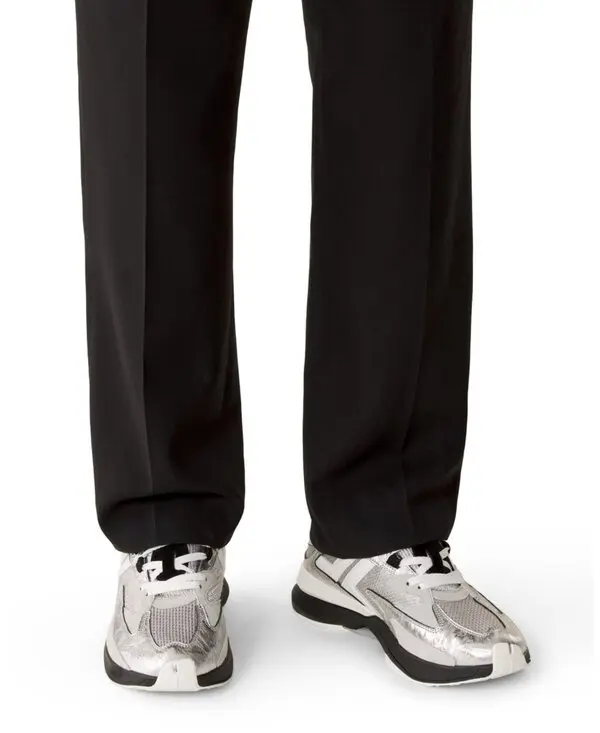 LANVIN Jla Sneakers In Crinkled Metallic Leather - Silver Metallic