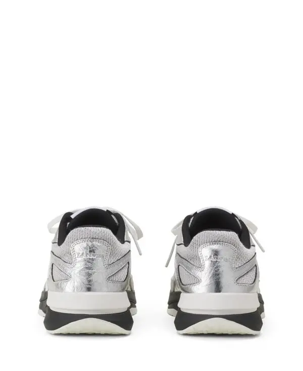 LANVIN Jla Sneakers In Crinkled Metallic Leather - Silver Metallic