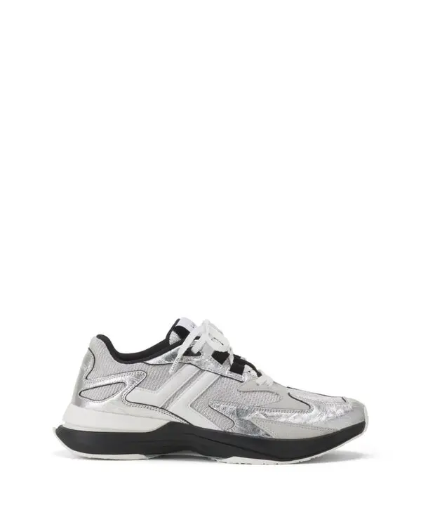 LANVIN Jla Sneakers In Crinkled Metallic Leather - Silver Metallic